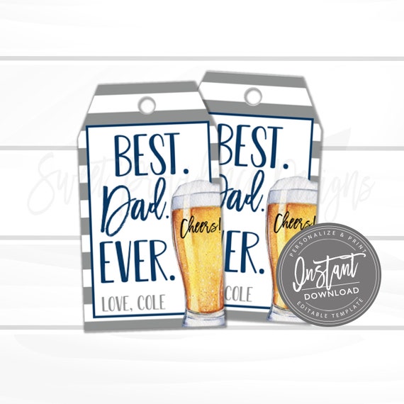 Father's Day Tag Printable, Instant Download Tags, Best Dad Ever Gift ...
