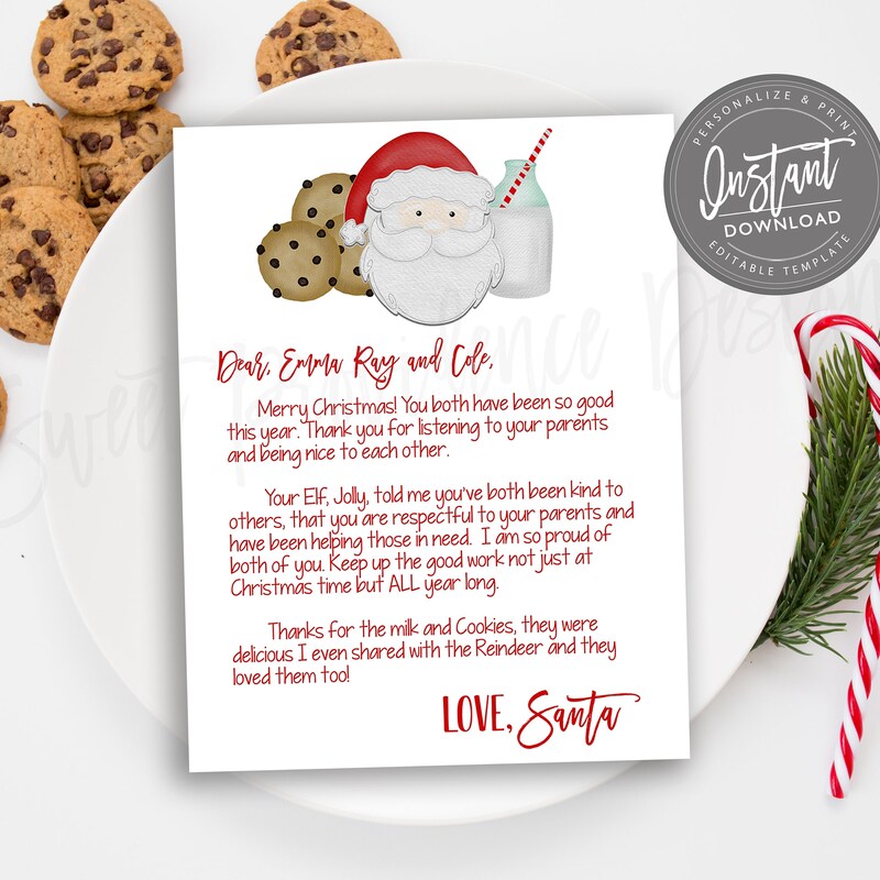 Printable Santa Letter Thank You for Cookies - Etsy