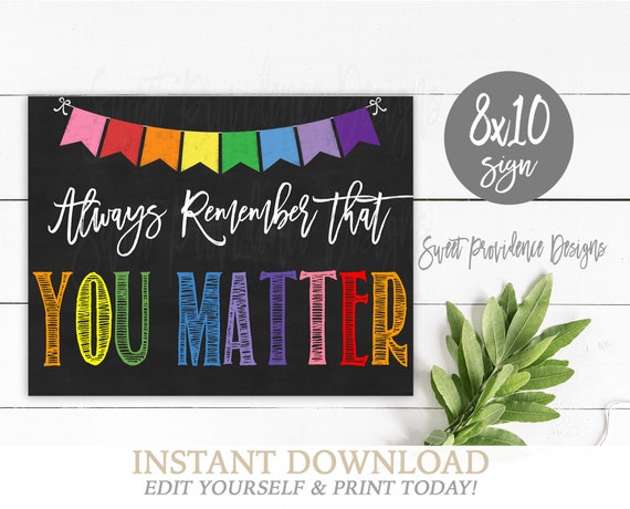 Classroom decor, School Counselor Sign, You Matter Inspirational Poster ...