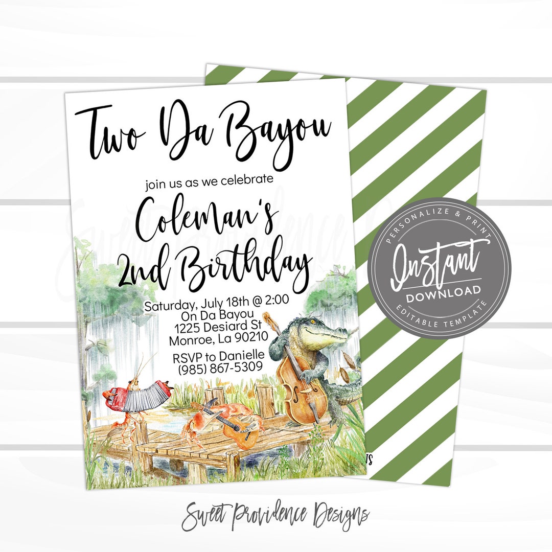 Editable Bayou Birthday Invitation, Laissez Les Bous Temps Rouler, Two ...