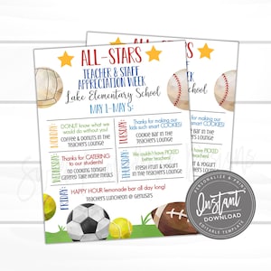 EDITABLE Teacher Appreciation Week Itinerary, Printable Digital File ...