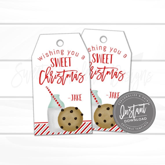 EDITABLE Christmas Favor Tag, DIY Christmas Cookie Tag, Holiday Favor ...