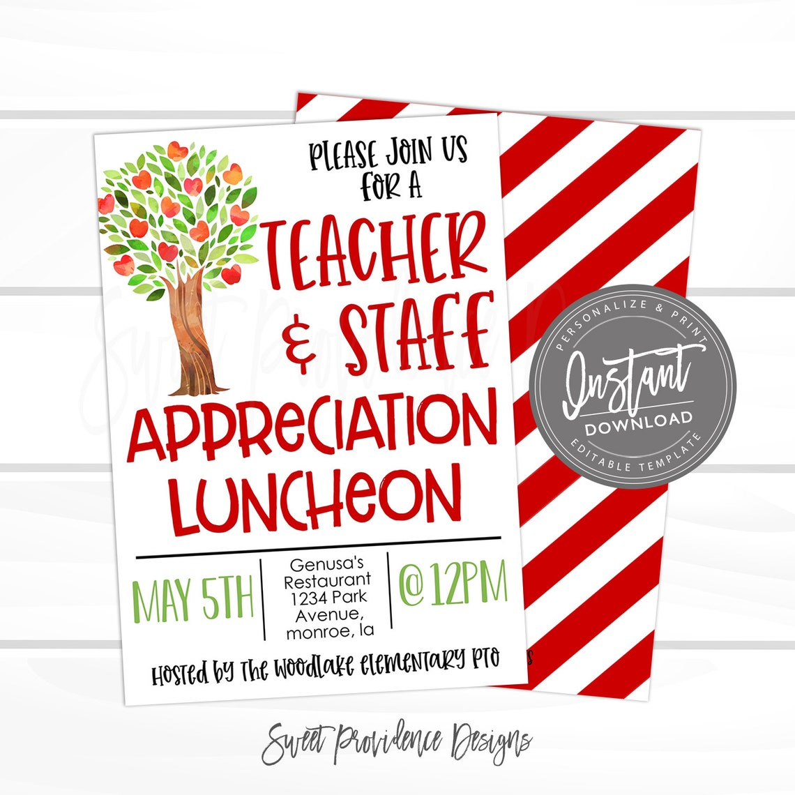 Teacher Appreciation Luncheon Invitation Apple Tree Theme | Etsy