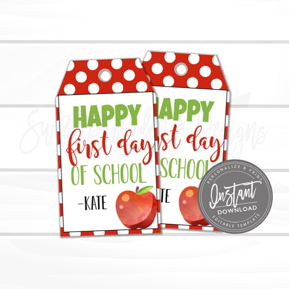 Back to School Teacher Printable Gift Tag, First Day of School Favor ...