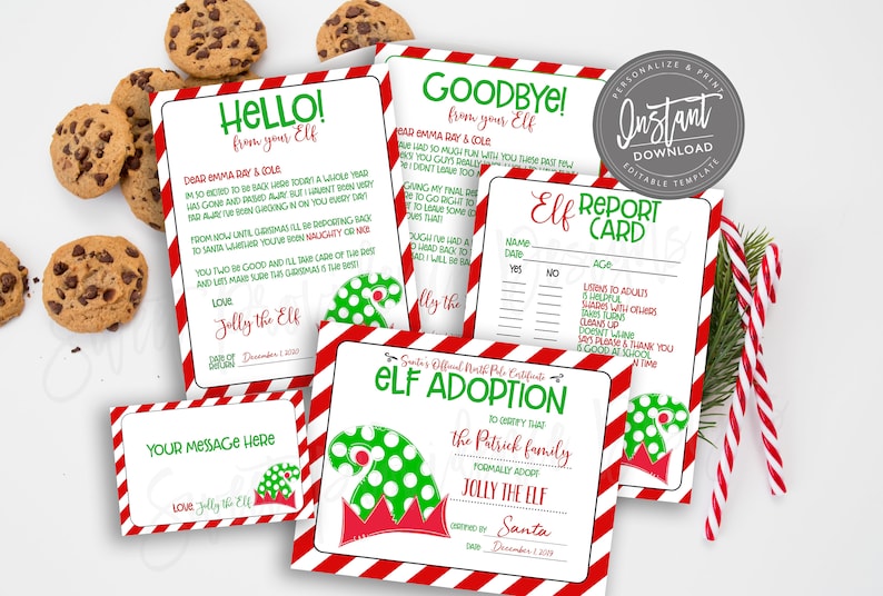 EDITABLE Elf Activity Cards ELF Notes 24 Printable Custom - Etsy