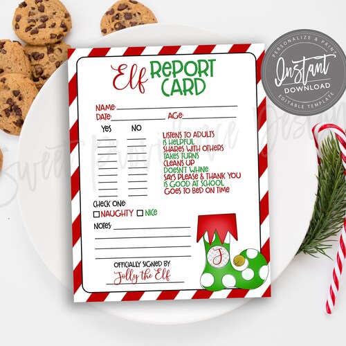 EDITABLE Elf Report Card Elf Letters Elf Letters Notes From - Etsy