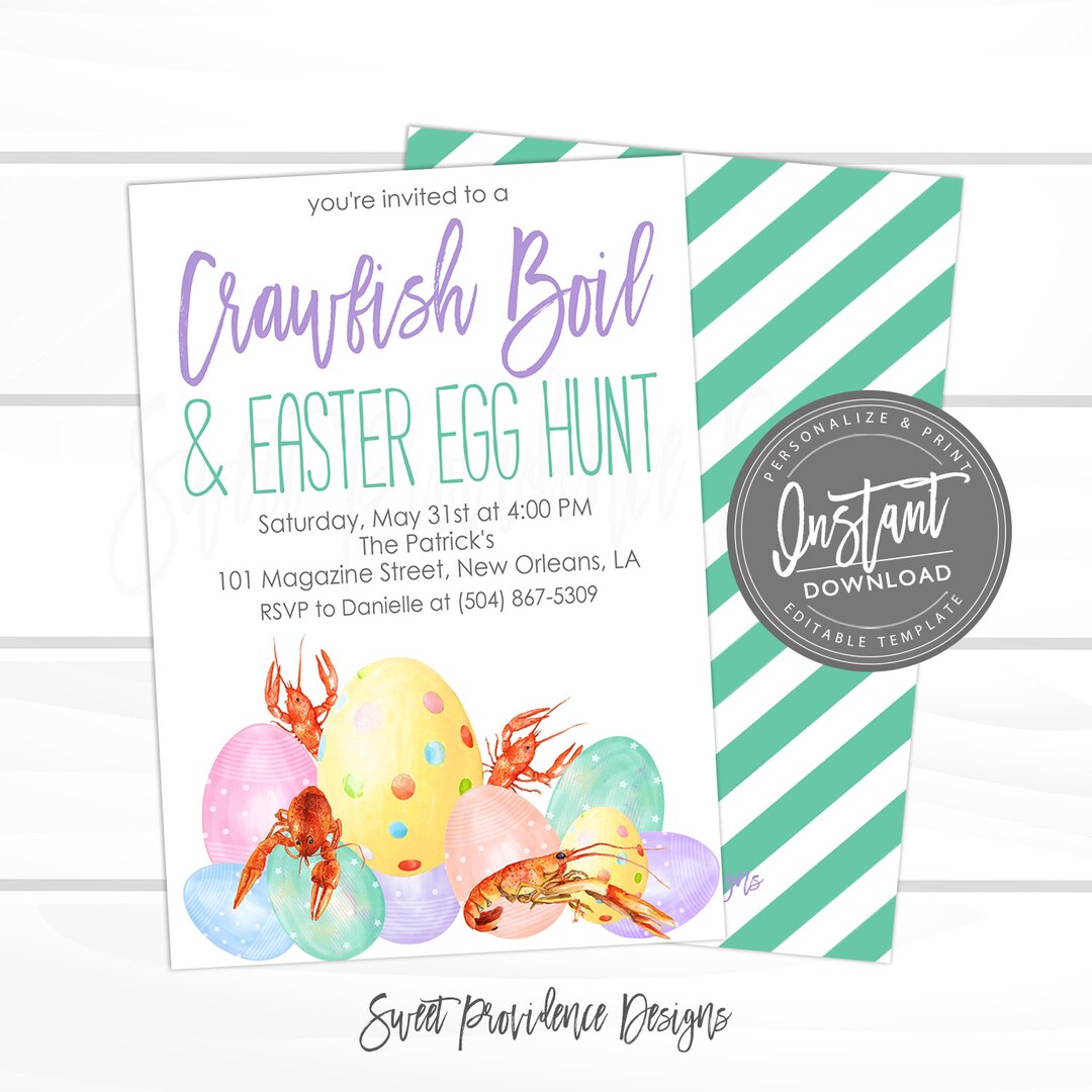 Crawfish Boil Invitation, Easter Egg Hunt Crawfish Boil Invite ...