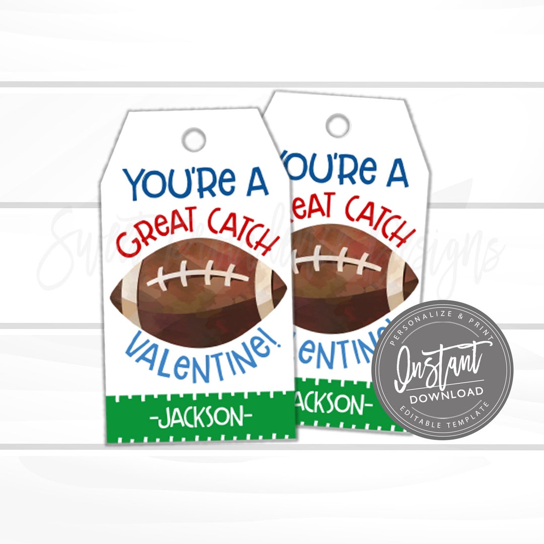 Valentine Favor Tags, Printable Football Favor Tag, Valentine Party ...