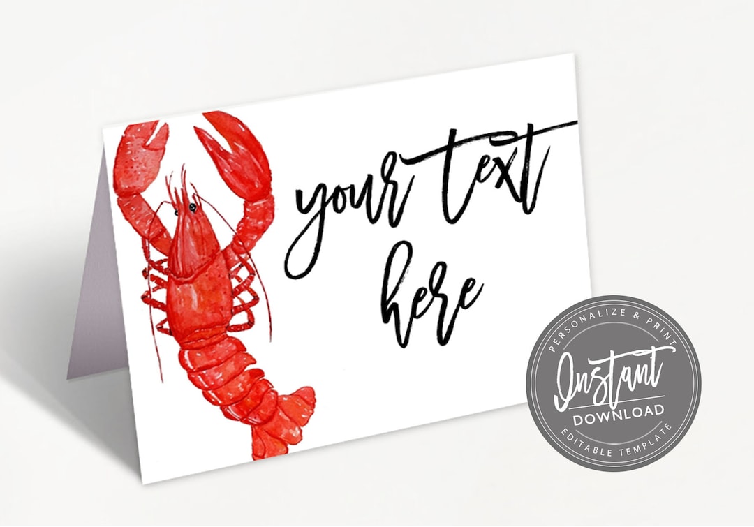 Crawfish Food Tent, Editable Name Place Cards, Crawfish Boil Party ...