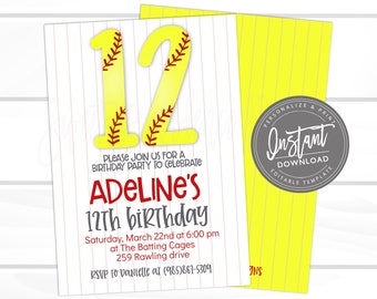 Softball Pool Party Invitation - Etsy