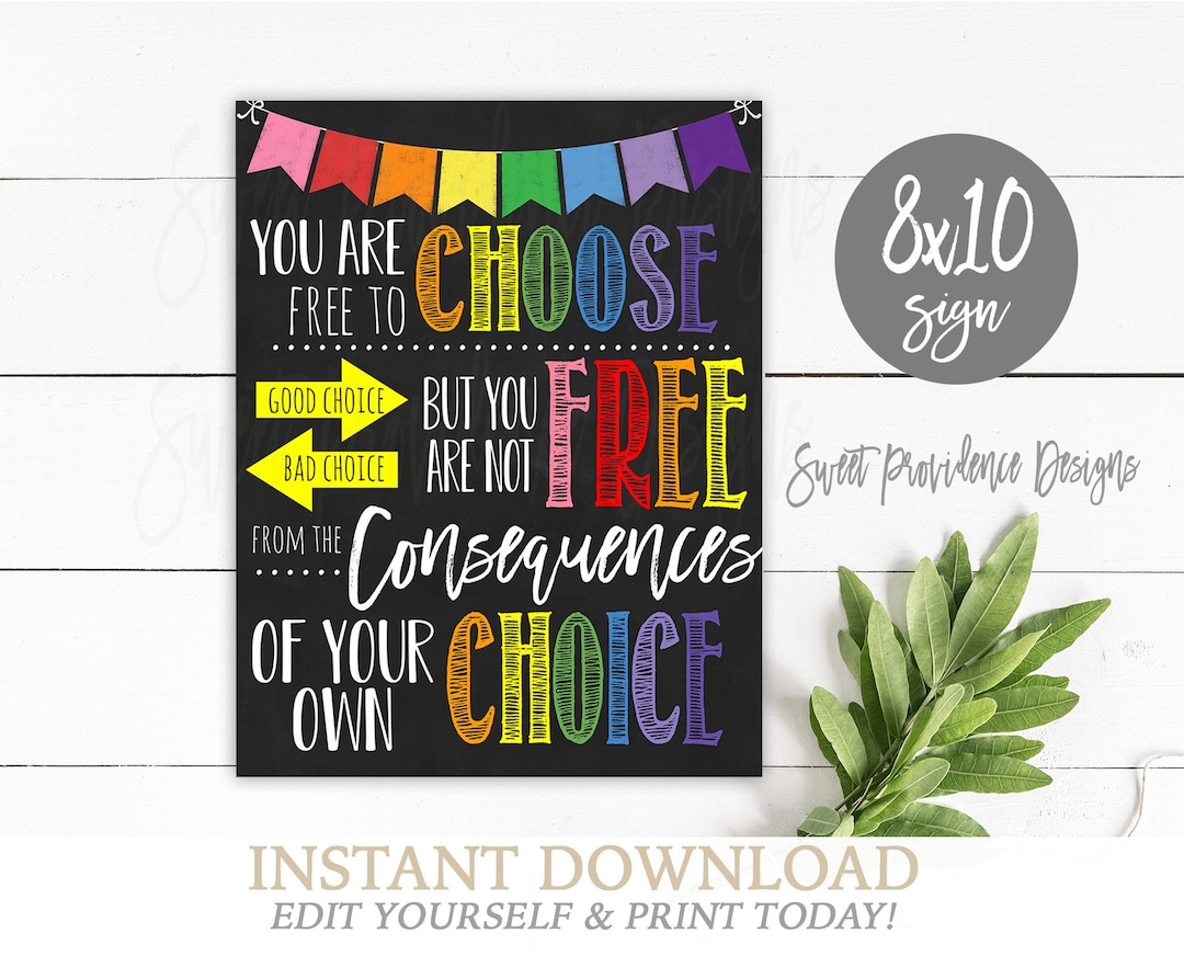 Classroom Decor, School Counselor Sign, Free to Choose Inspirational ...