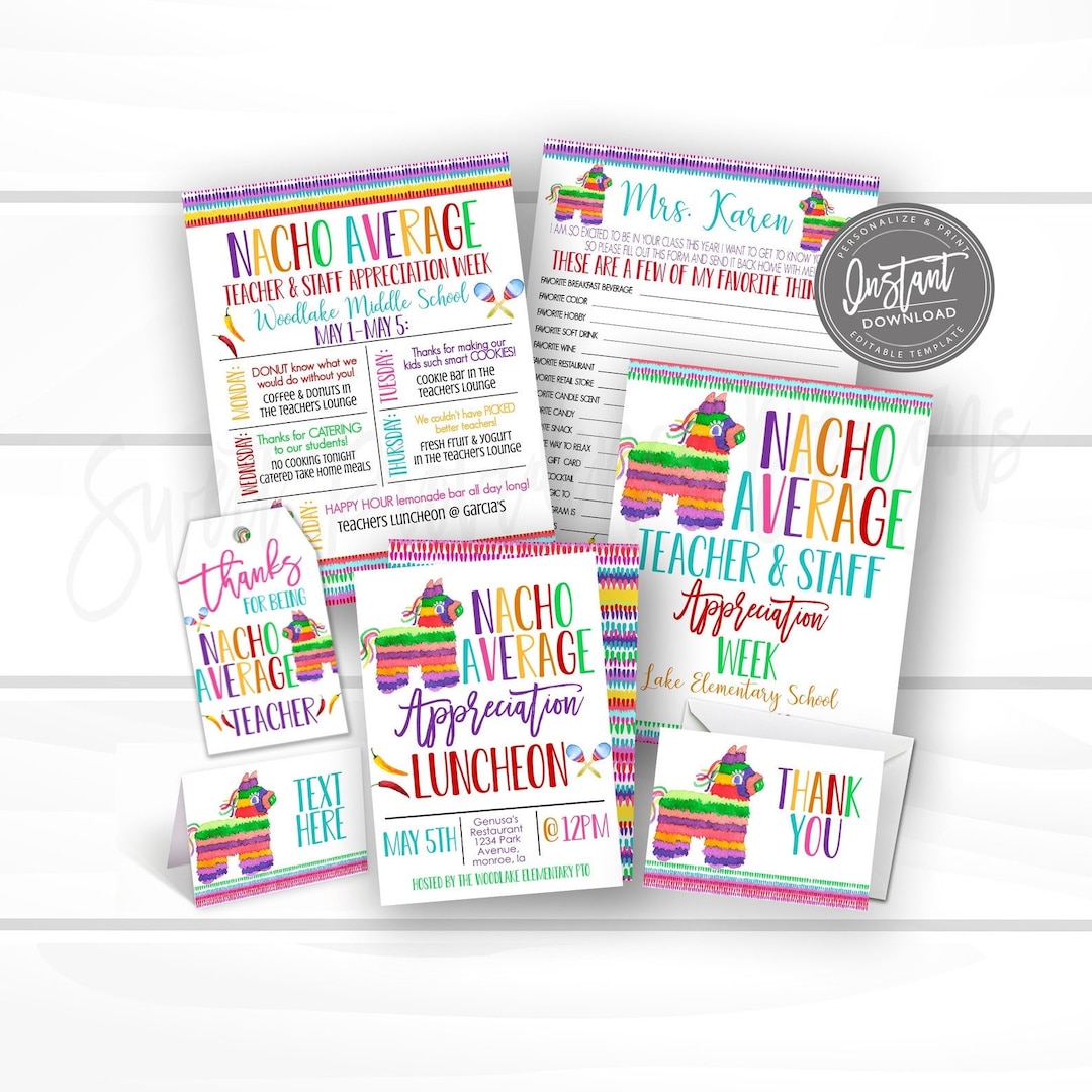 EDITABLE Teacher Appreciation Week Itinerary Kit, Printable Digital ...
