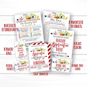 EDITABLE Teacher Appreciation Week Itinerary, Printable Digital File ...