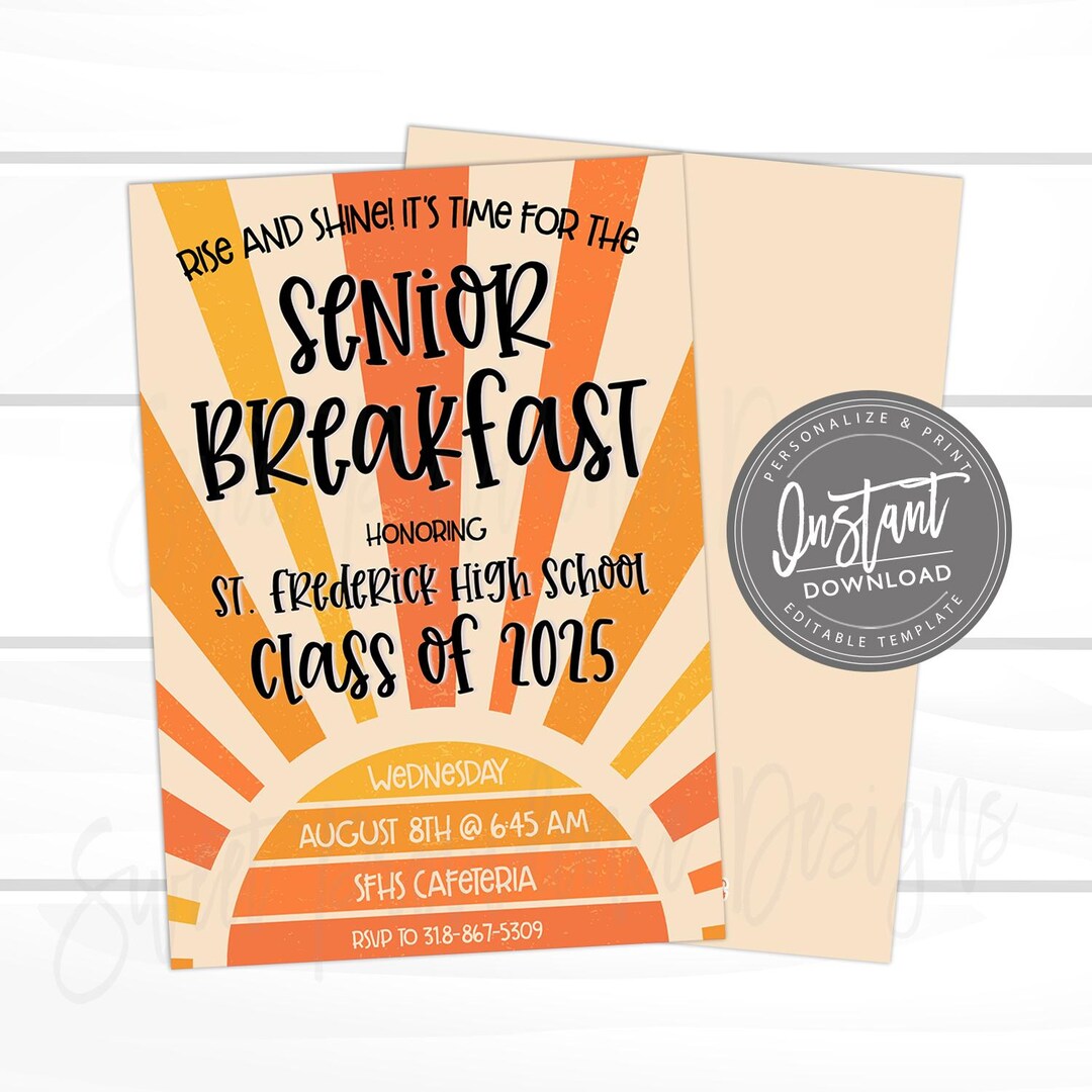 Senior Graduation Breakfast Invitation, Senior Week Grad Party Invite ...