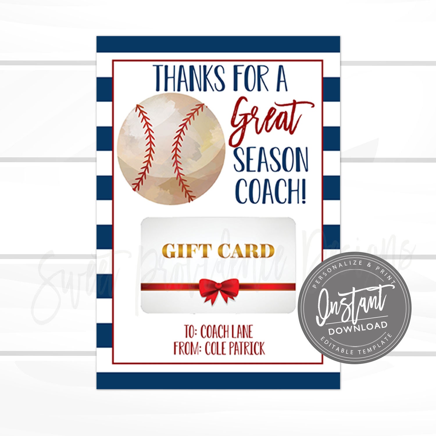 EDITABLE Baseball Gift Card Holder End of Baseball Season | Etsy