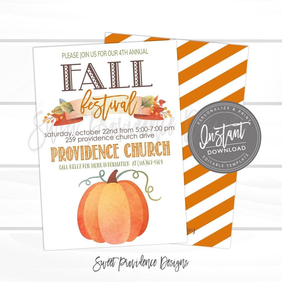 Fall Fest Flyer, Fall Festival Invitation, Pumpkin, Fall Invite ...