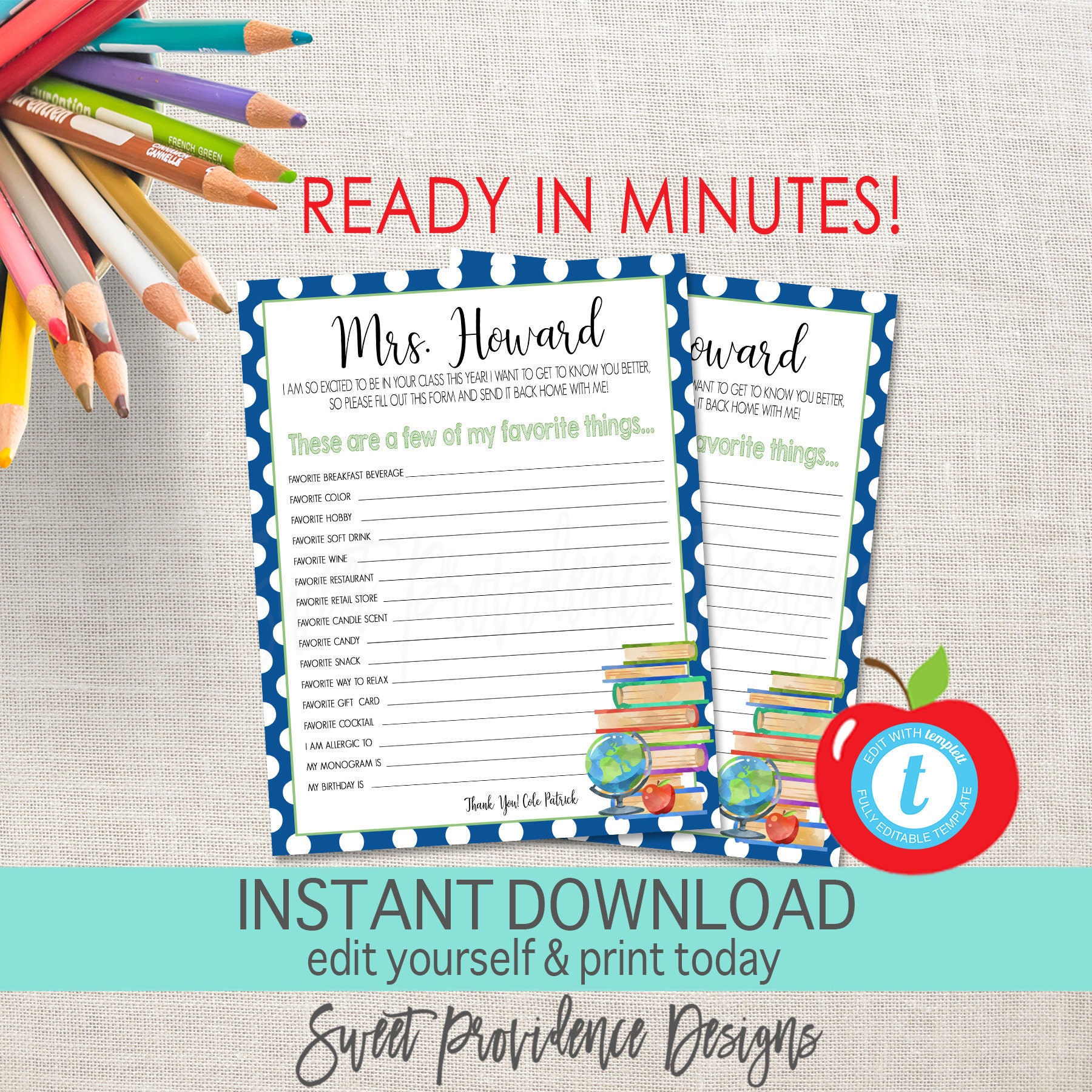 Printable Teacher's Gift Letter Favorite Things Teacher | Etsy