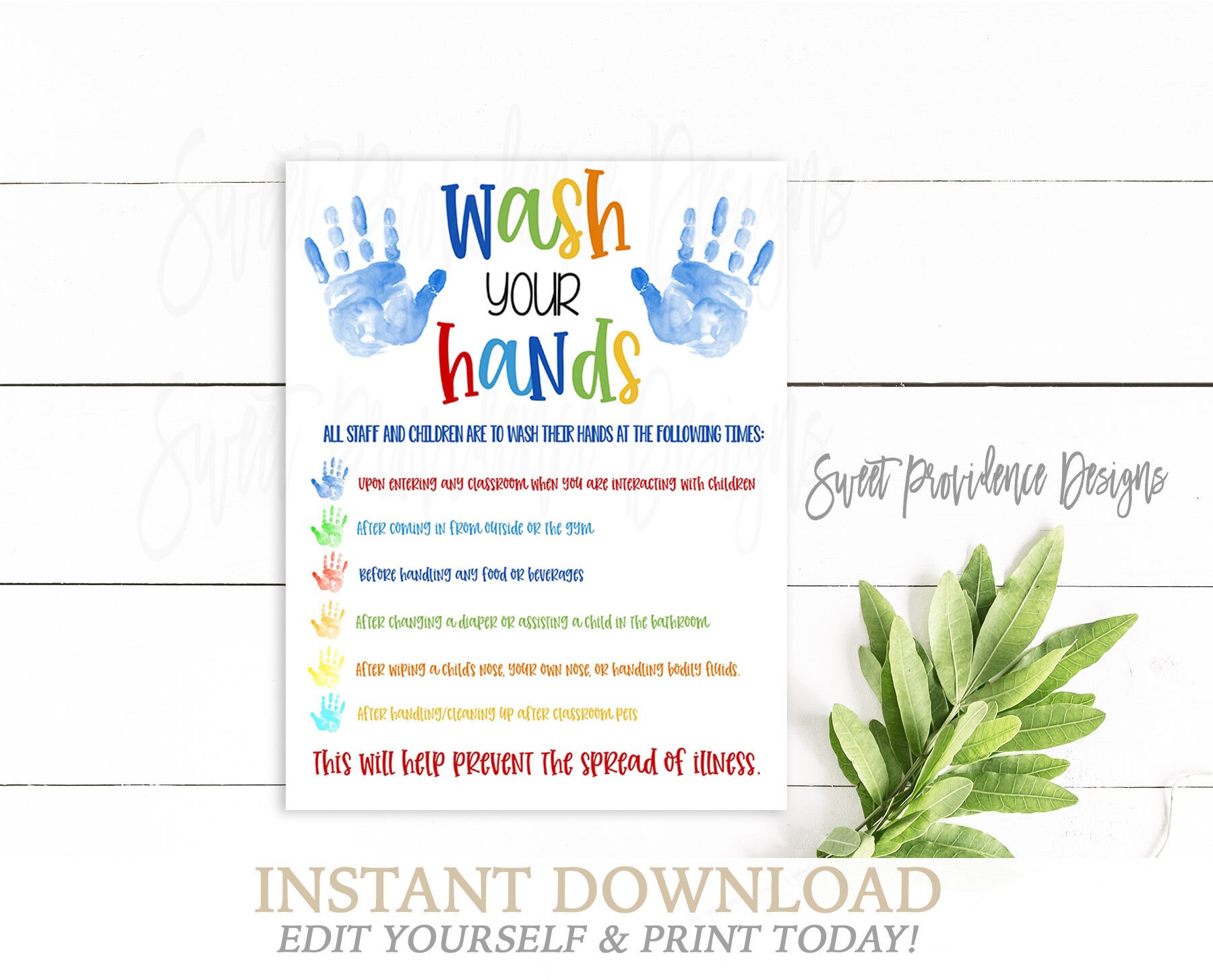 Kids Wash Your Hands Sign Printable