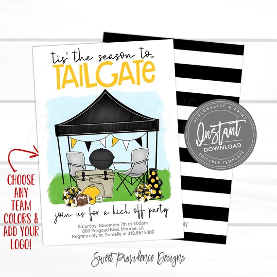 Football Invitation, Editable School Kick off Tailgate template, ANY ...