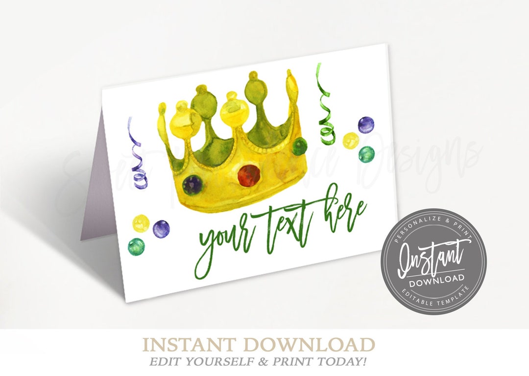 Mardi Gras Food Tent, Editable Name Place Cards, Folded Tent Card ...