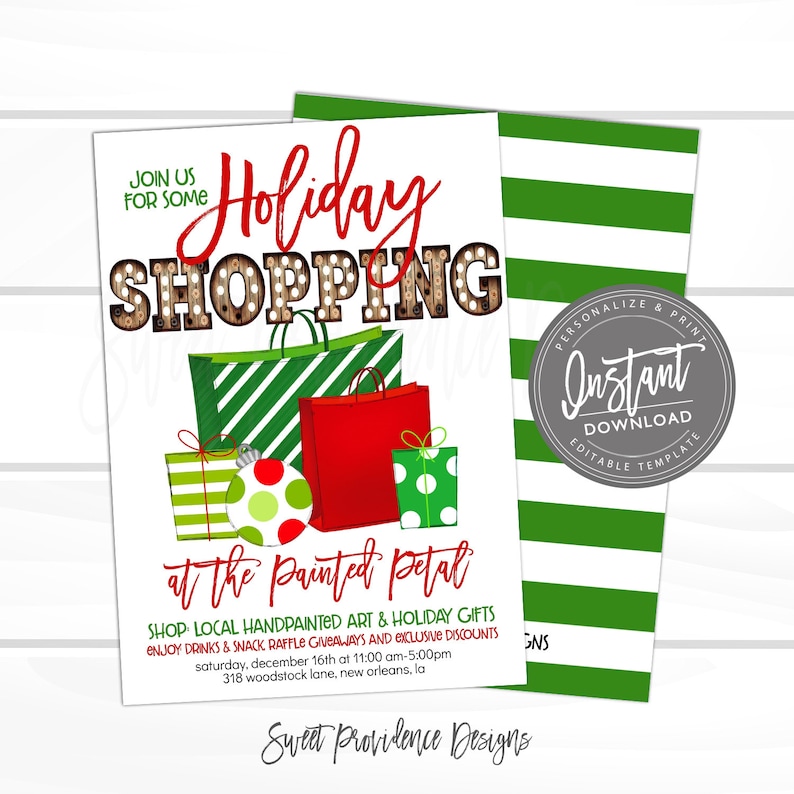 Holiday Flyer Editable Christmas Holiday Shopping Boutique | Etsy