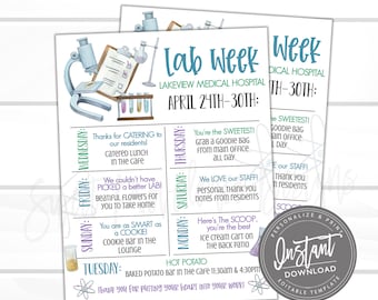 Lab Appreciation Week Itinerary Poster, Printable Digital File ...