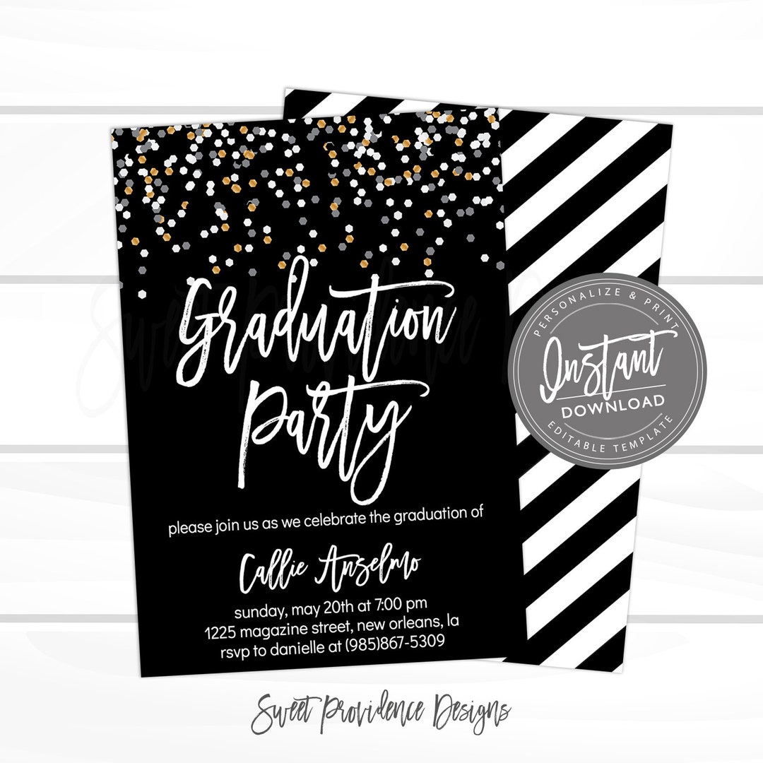 Graduation Party Invitation, Grad Party Invite, Class of 2024, Editable ...