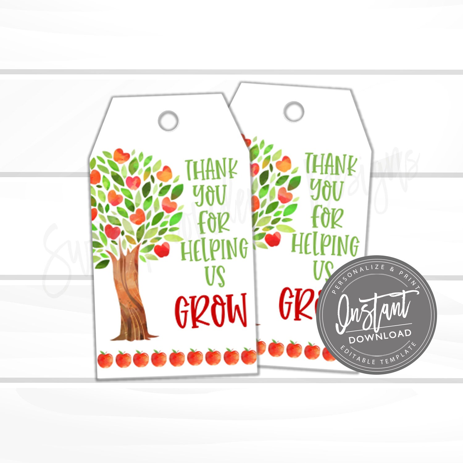 Teacher Appreciation Gift Tag Thank You Favor Tag Template | Etsy