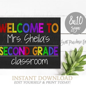 EDITABLE Classroom Sign, Back to School Chalkboard, Class Sign, Teacher ...