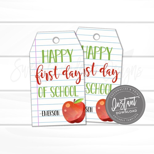 EDITABLE Back to School Teacher Gift Tag Bright School Year - Etsy