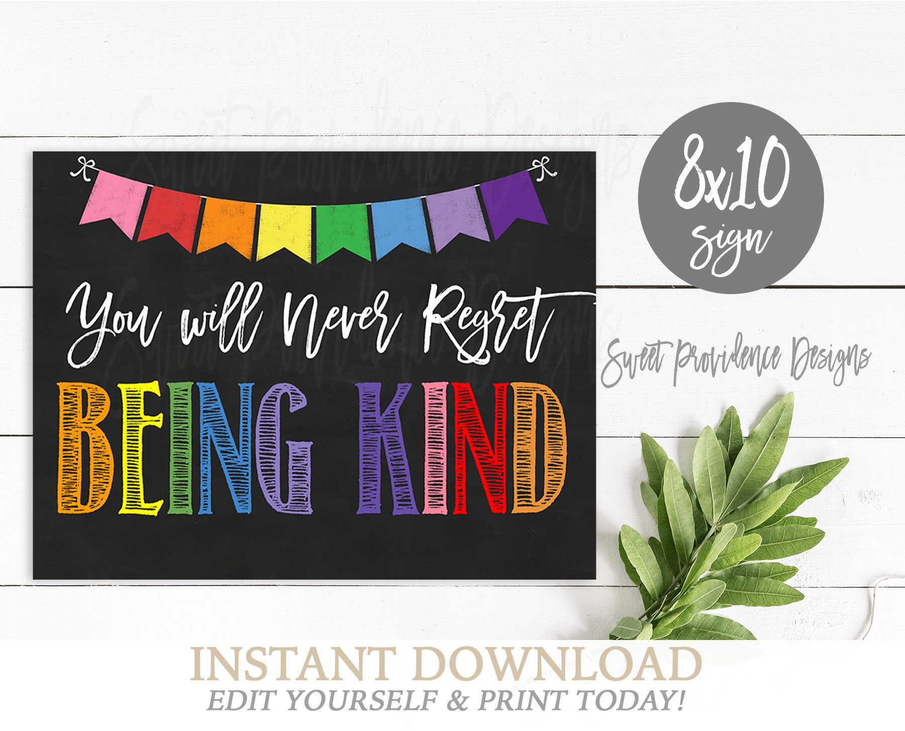 Classroom Kindness Poster Never Regret Being Kind Printable | Etsy