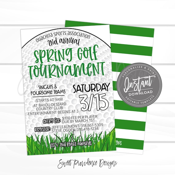 Golf Tournament Invitation It's Game Time Editable Golf - Etsy