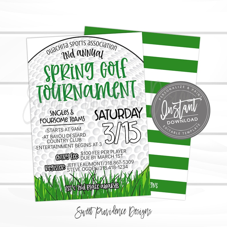Golf Tournament Invitation, It's Game Time, Editable Golf Team Flyer ...