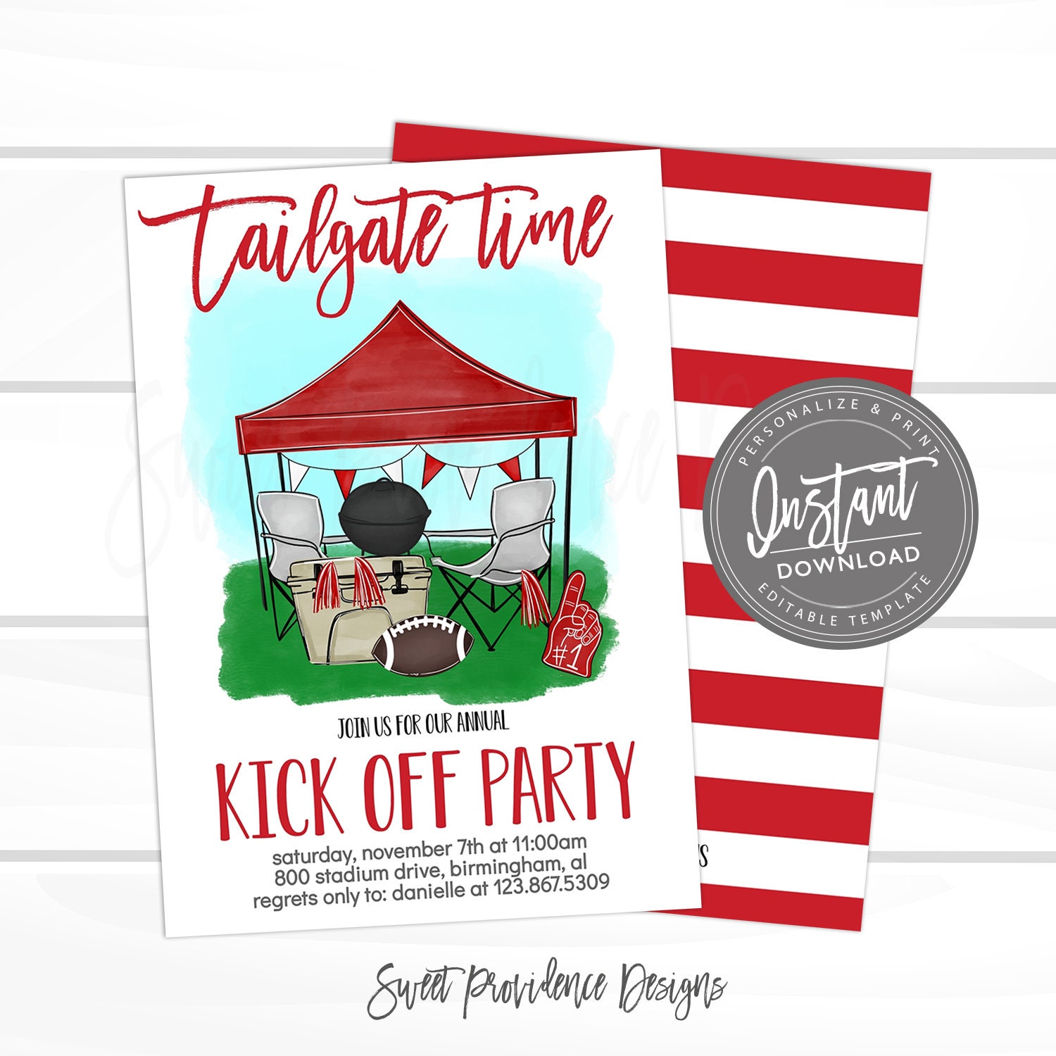 Football Kick off Party Invitation Editable Football Party | Etsy