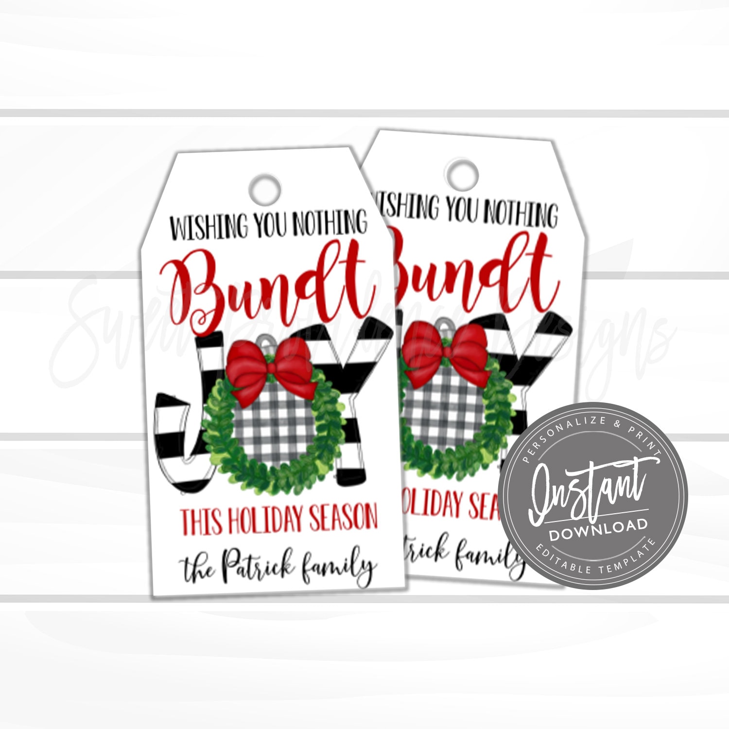 Christmas Bundt Cake Gift Tag Wishing You Nothing Bundt Joy - Etsy
