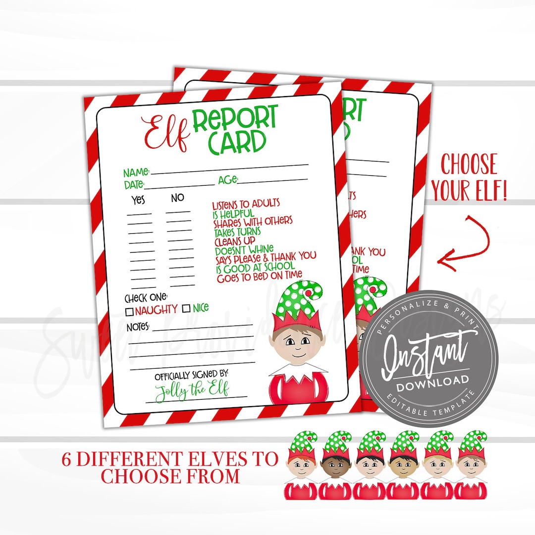 Elf Editable Report Card, Editable Elf Report Card, 2022 Santa Letter ...
