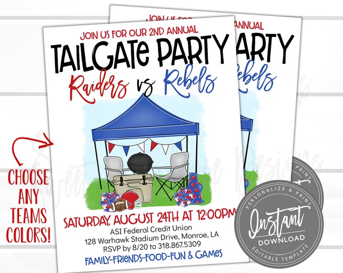 Editable and Printable Football Tailgate Party Invitation Flyer ...