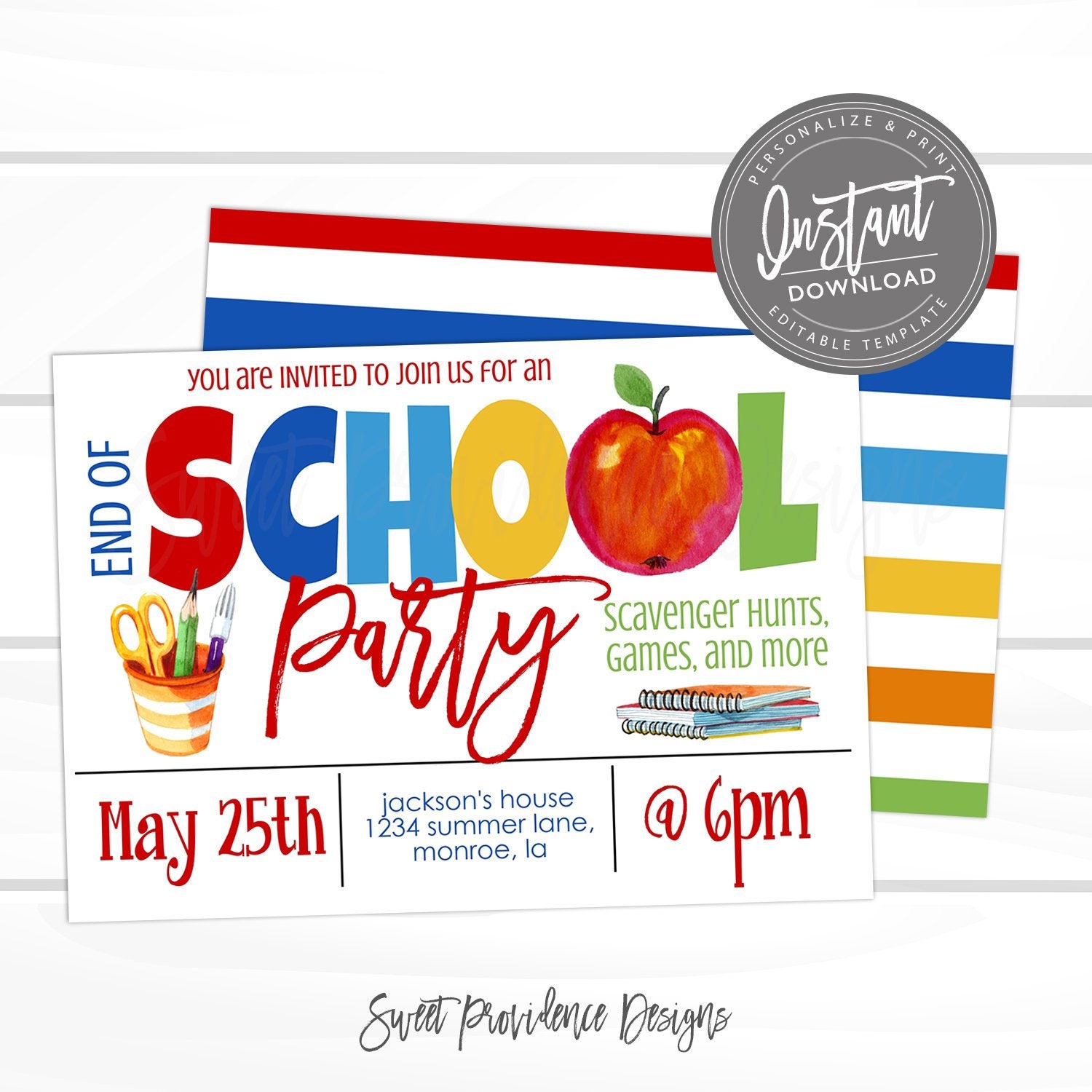 Editable School End Of Year Party Invitation PTO End Of Etsy Ireland