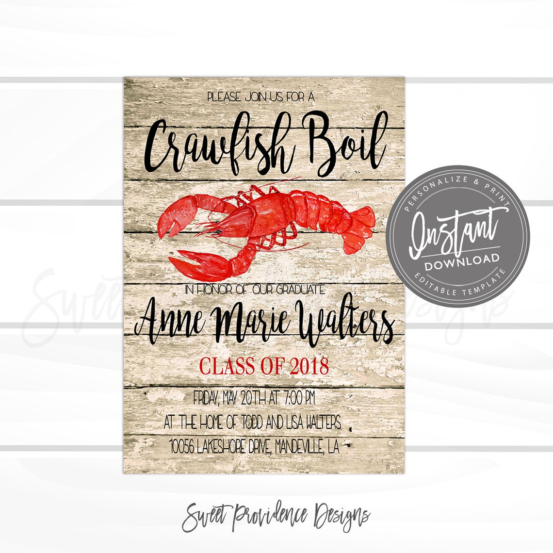 Crawfish Boil Invitation Graduation Party Crawfish Boil - Etsy