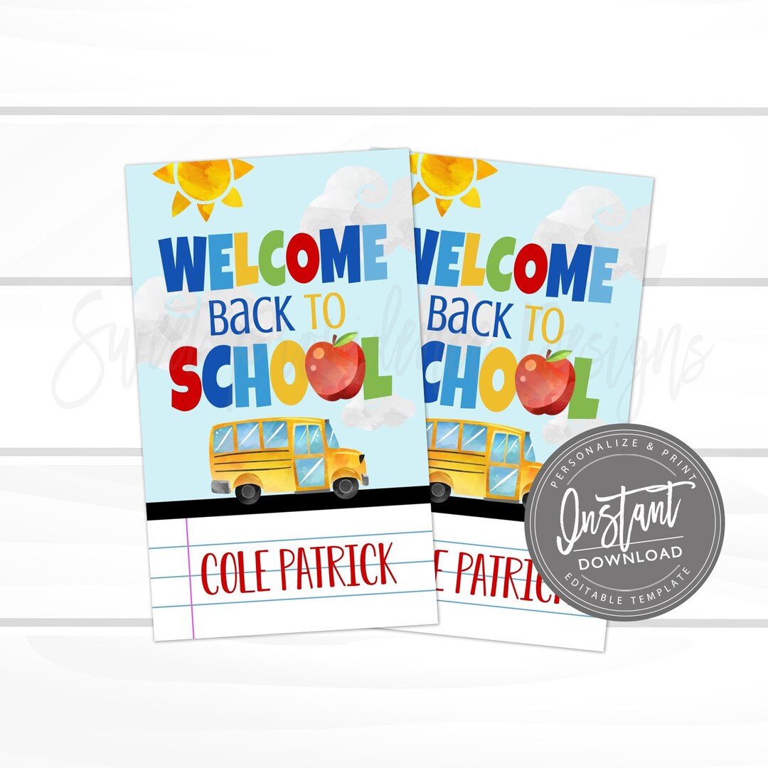 Back to School Printable Name Tag, Welcome Back Name Tag Template ...