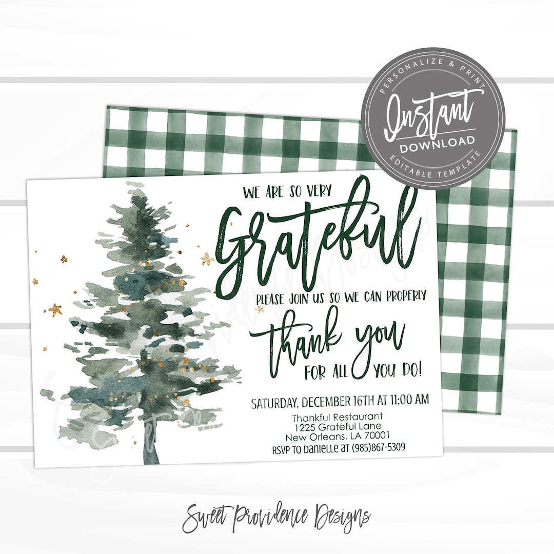 EDITABLE Grateful Appreciation Dinner or Lunch Invitation, Staff ...
