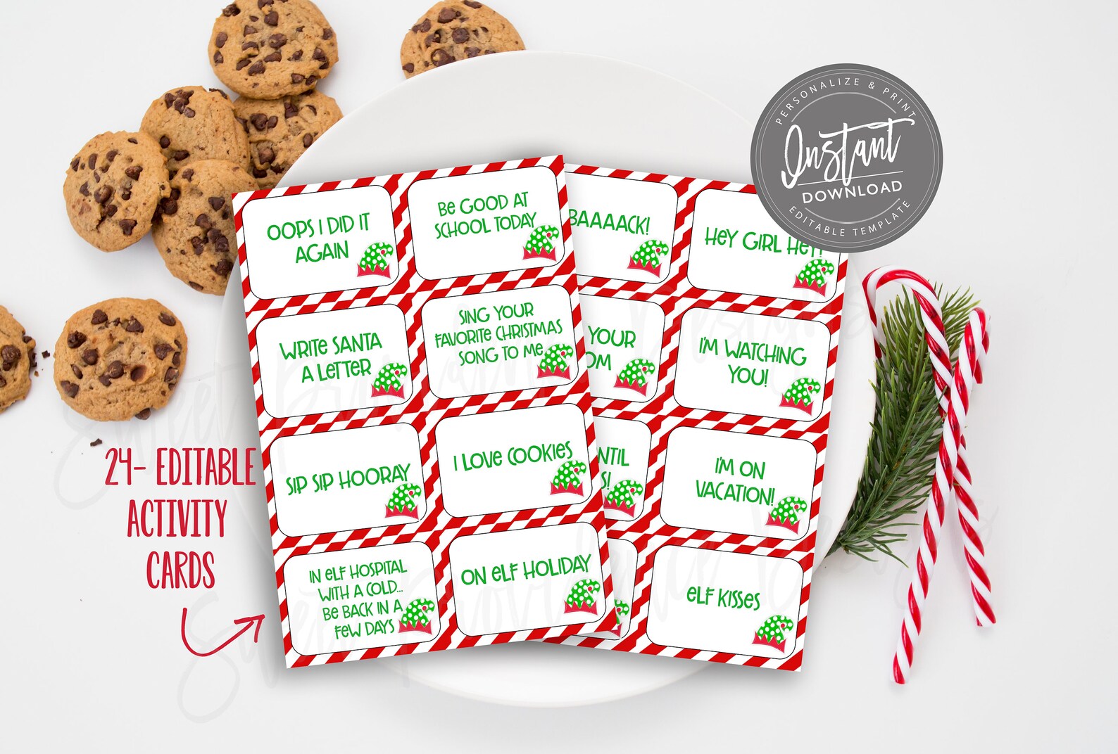 EDITABLE Elf Activity Cards ELF Notes 24 Printable Custom - Etsy