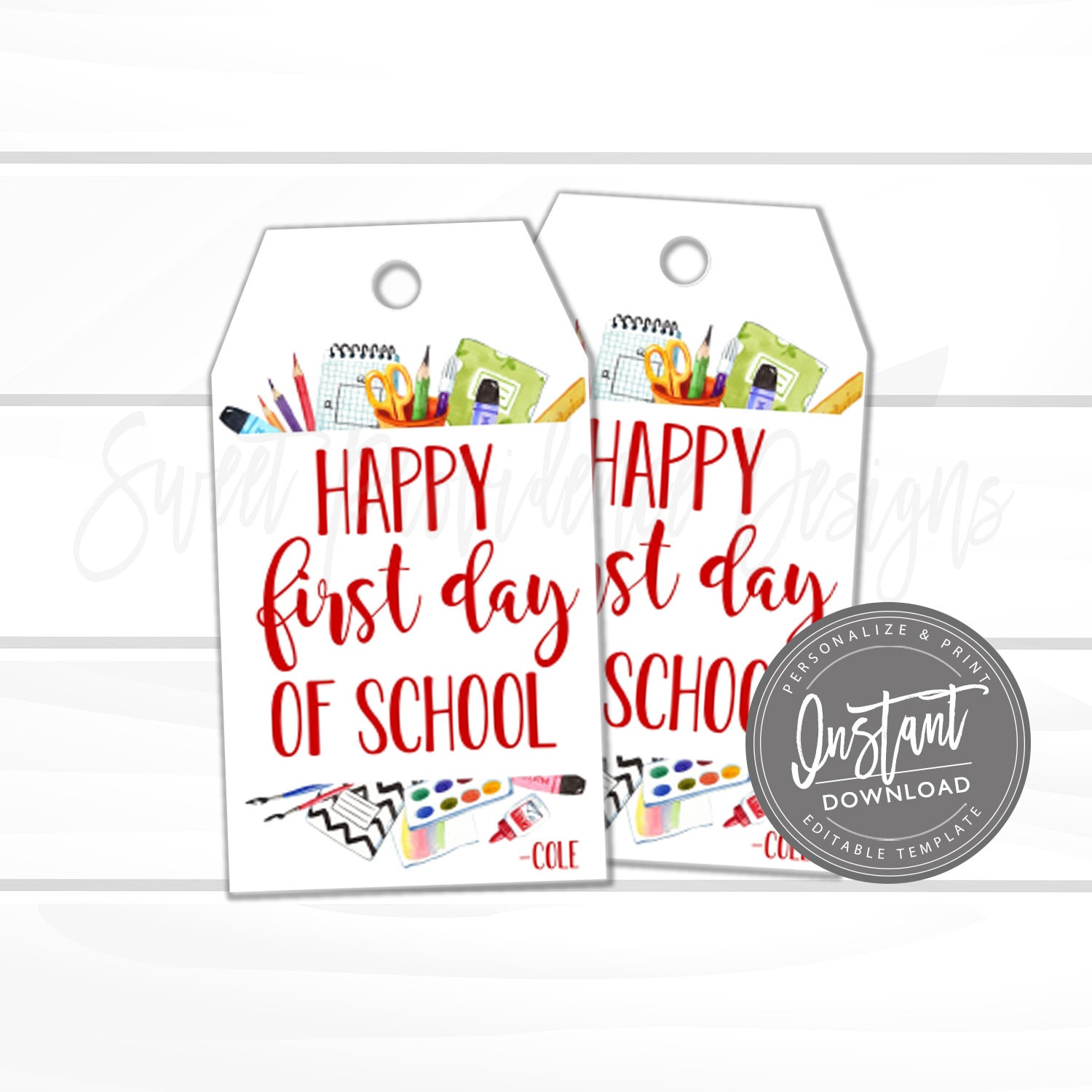 First Day of School Teacher Printable Gift Tag Back to School | Etsy
