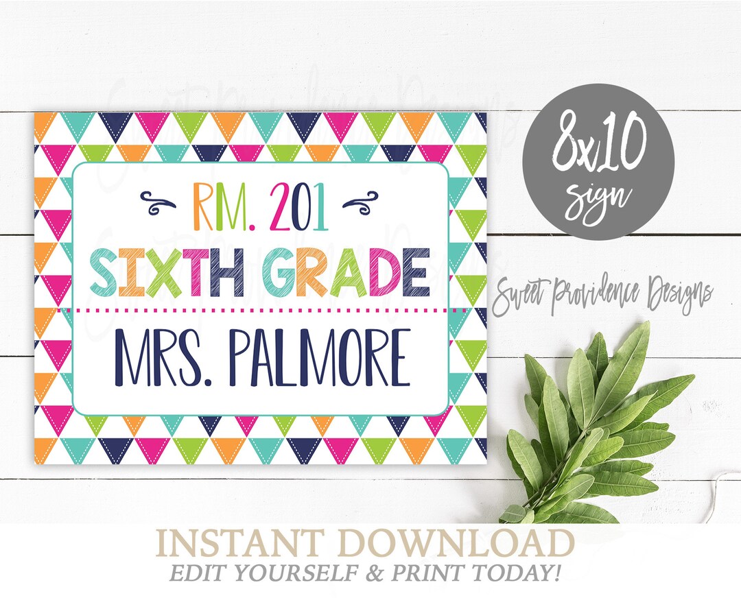 Editable Classroom Sign Decor, School Room Number, Door Poster, Any ...