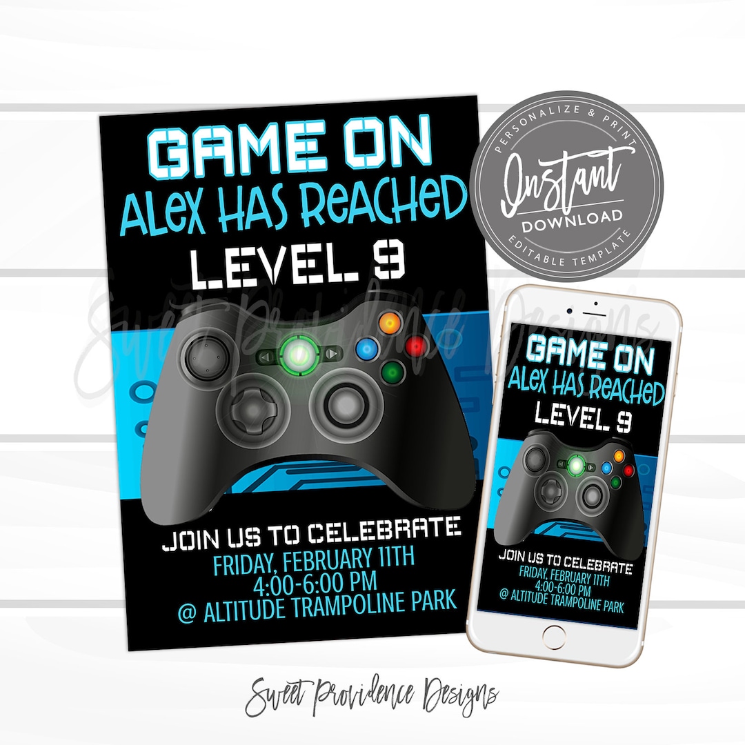 Gamer Birthday Invitation, ANY AGE Editable Birthday Invitation, Game ...