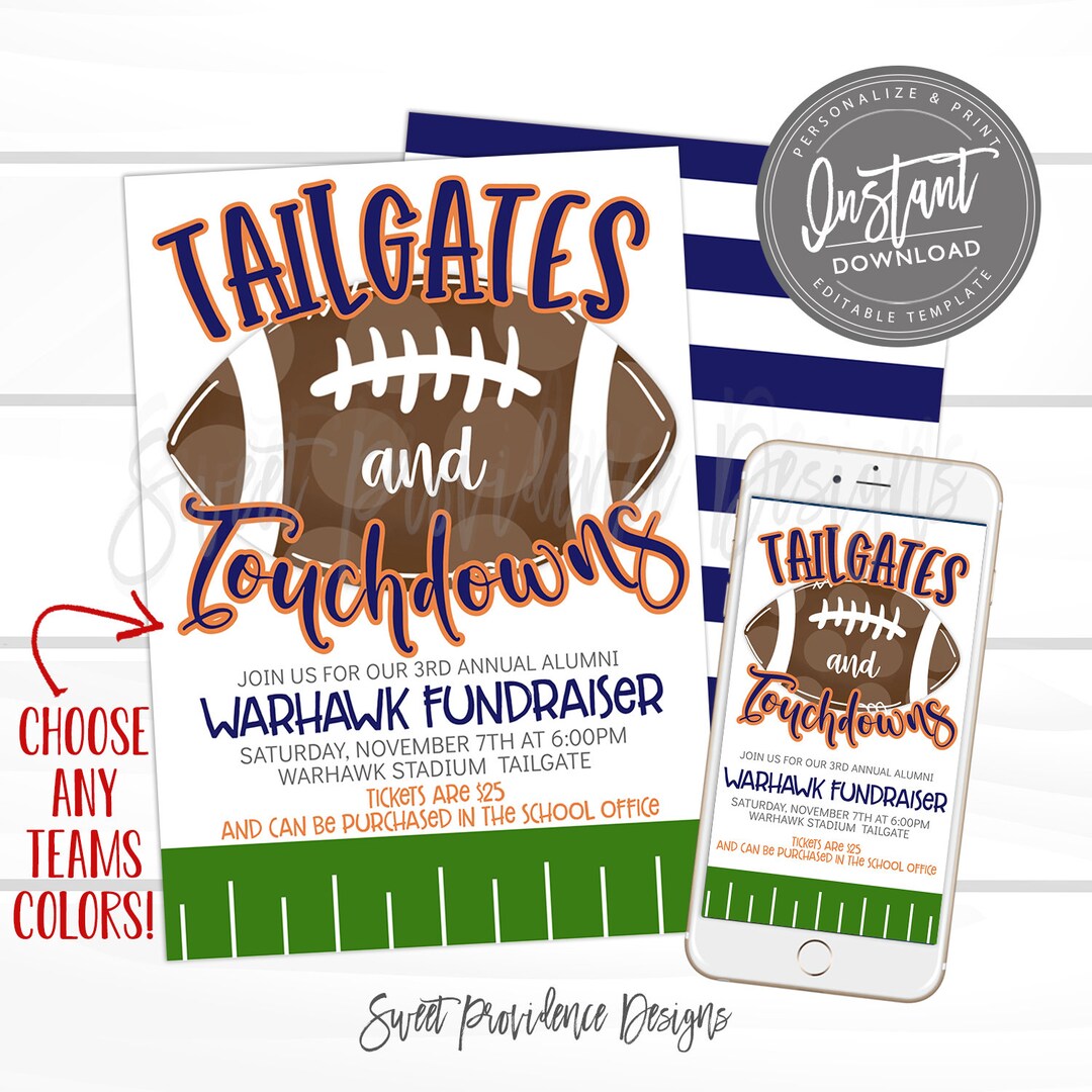 Football Invite, Tailgates and Touchdowns Invitation, Football Season ...