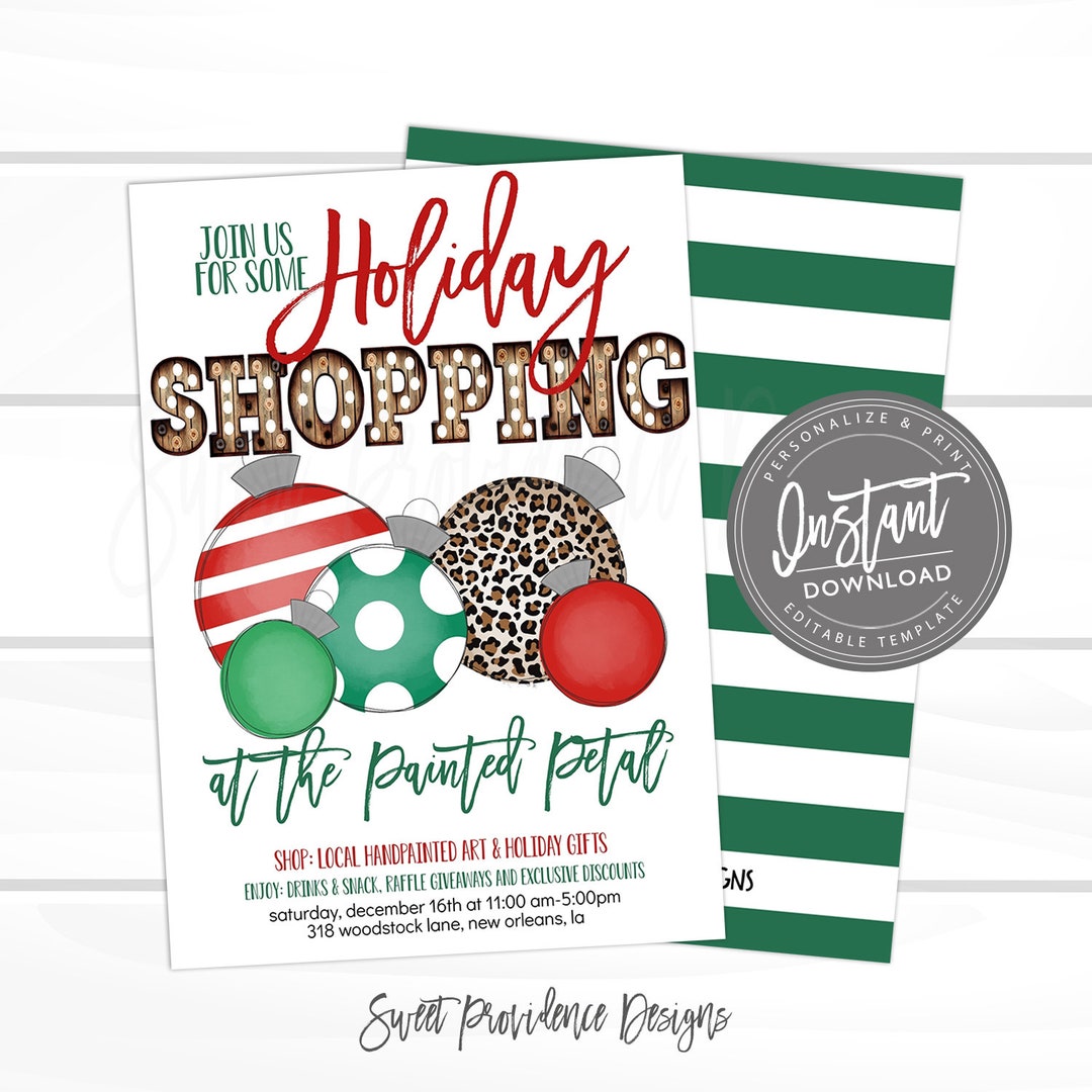 Holiday Flyer, Editable Christmas Holiday Shopping Boutique Invite ...