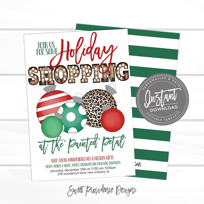 Holiday Flyer, Editable Christmas Holiday Shopping Boutique Invite ...