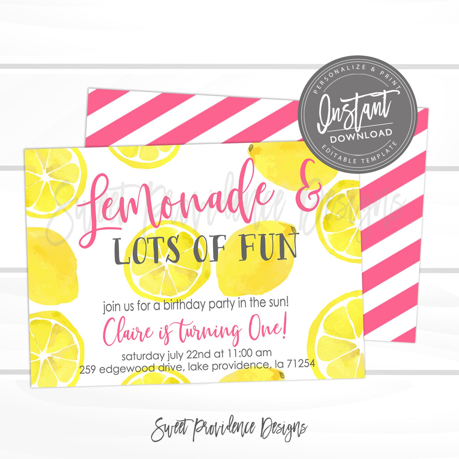 Lemonade Invitation First Birthday Invitation Lemon - Etsy