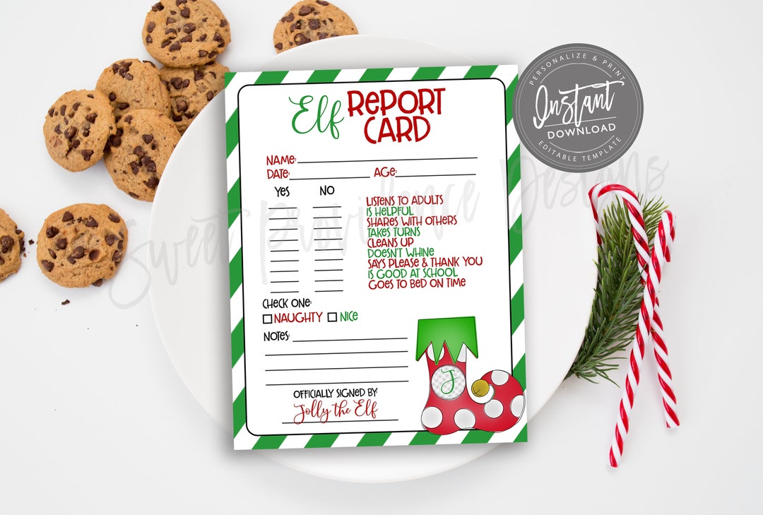 Printable Elf Report Card Notes From the Elf EDITABLE Elf - Etsy